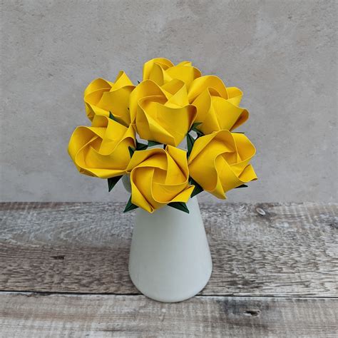 Ramo de rosas de papel amarillas flores de origami regalo de Etsy México