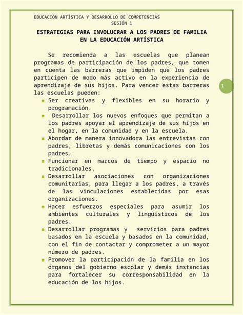 Docx Estrategias Para Involucrar A Los Padres De Familia En La