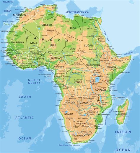 Map Of Africa With Landforms Alvina Margalit