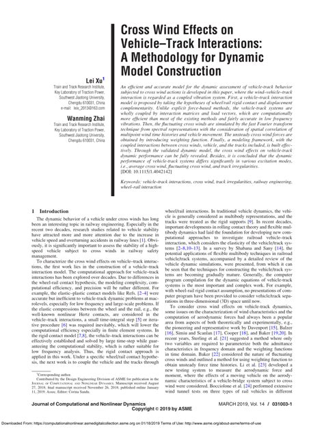 pdf cross wind effects on train track interactions a methodology for dynamic model construction