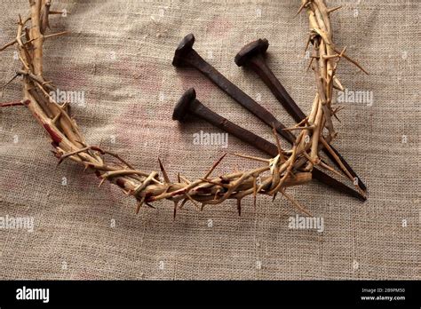 Jesus Christ Crown Of Thorns With Three Nails Religion Background