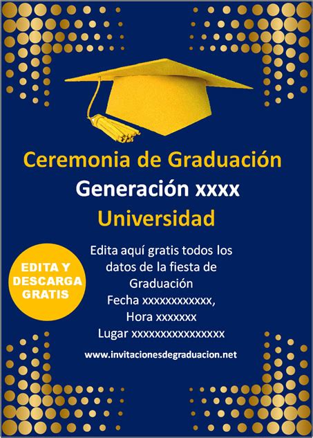Las Mejores Invitaciones de Graduación Universitaria para editar gratis