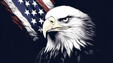 Premium AI Image American Bald Eagle In Front Of USA Flag Patriotism