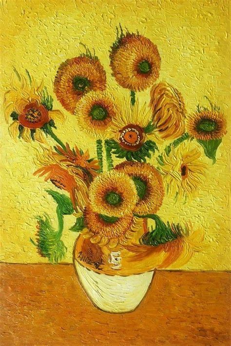 Vase With Fifteen Sunflowers By Van Gogh Hand Painted Reproduction