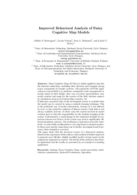 pdf improved behavioral analysis of fuzzy cognitive map models gyula vastag