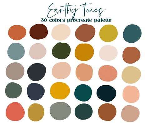 Earthy Tones Procreate Color Palette Ipad Procreate Swatches Etsy India