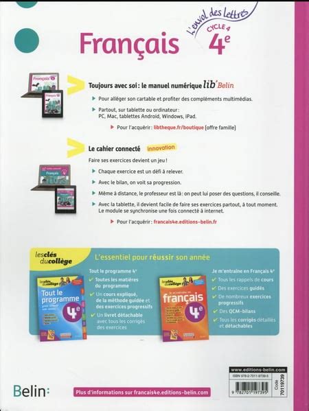 L ENVOL DES LETTRES français 4ème livre de l élève grand format