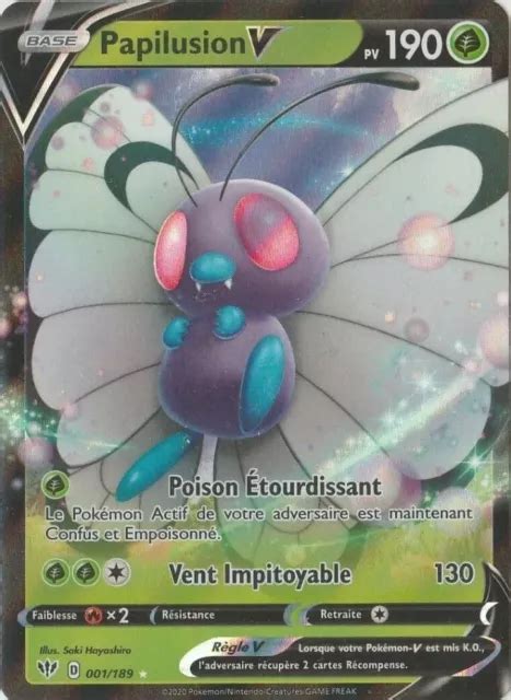 CARTE POKÉMON ULTRA Rare Papilusion V 001 189 EB3 Ténèbres Embrasées