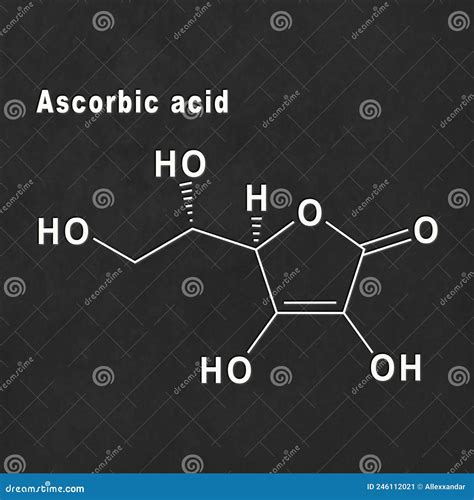 Ascorbic Acid Structural Chemical Formula Stock Illustration