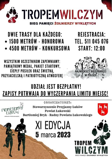 Tropem Wilczym Bieg Pamięci Żołnierzy Wyklętych Łuków 2023