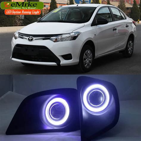 EeMrke For Toyota Vios Yaris Sedan 2014 2015 LED Angel Eye DRL Off Road