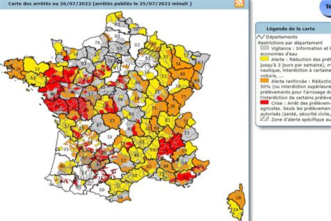 Sécheresse 2022 Alerte rouge Cartes et restrictions à la maison