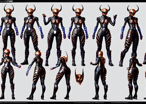 Prompthunt Female Kamen Rider Character Concept Art Sprite Sheet Of