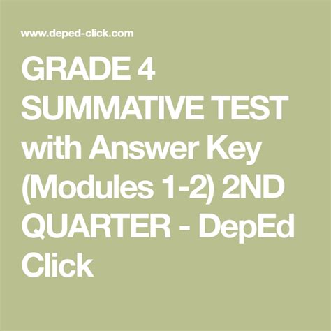 The Grade 4 Summative Test With Answer Key Module 1 2 And Quartered Click