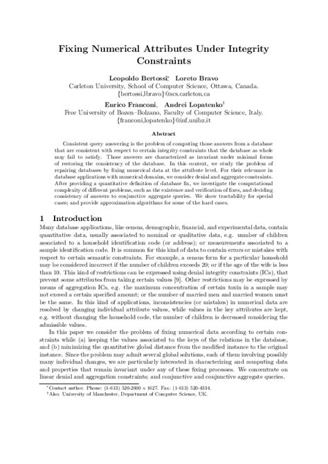 pdf fixing numerical attributes under integrity constraints leopoldo bertossi