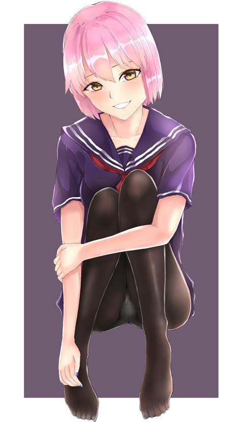 Safebooru 1boy Absurdres Black Legwear Black Serafuku Blue Nails