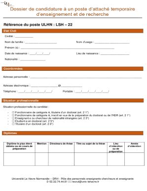 Remplissable En Ligne Dossier De Candidatureun Poste D Attach