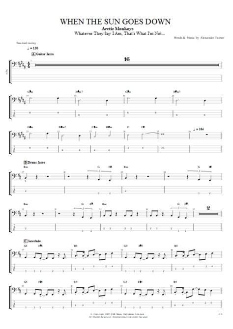 When The Sun Goes Down Tab By Arctic Monkeys Guitar Pro Guitars