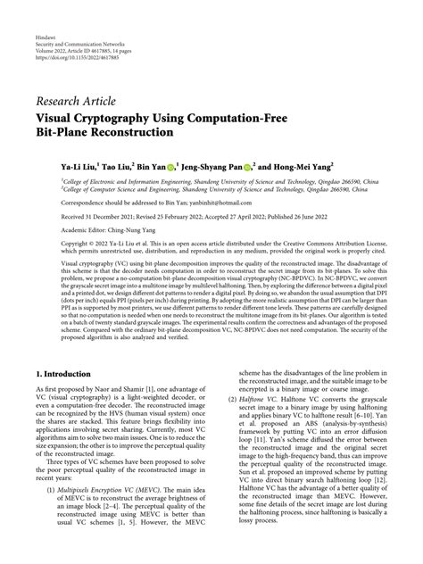 pdf visual cryptography using computation free bit plane reconstruction