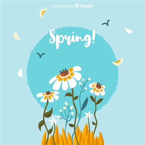 Fondo Primavera Flores Dibujadas A Mano Vector Gratis