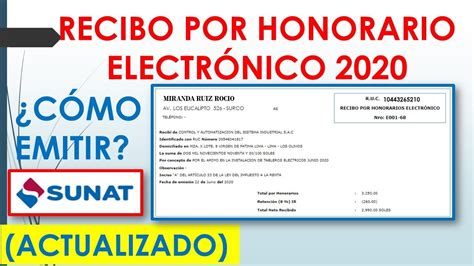 Como Emitir Un Recibo Por Honorario Electronico 2020 Sunat