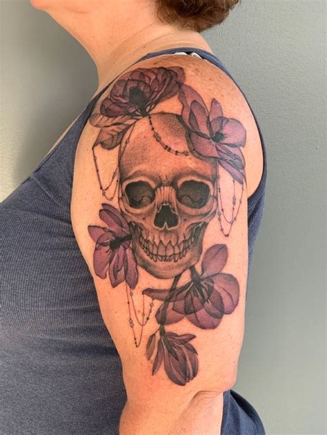 Skull And Flower Tattoo Skull Tattoo Flower Tattoo Tattoos
