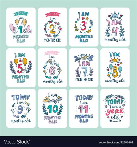 Template Baby Milestone Cards Royalty Free Vector Image