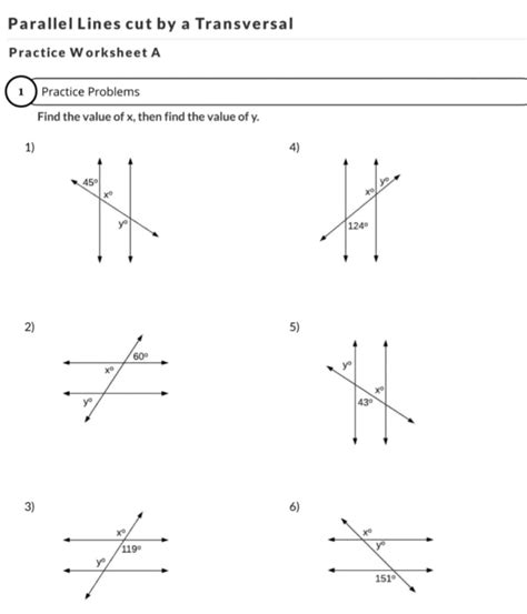 Parallel Lines Cut By A Transversal Practice StudyX Worksheets Library