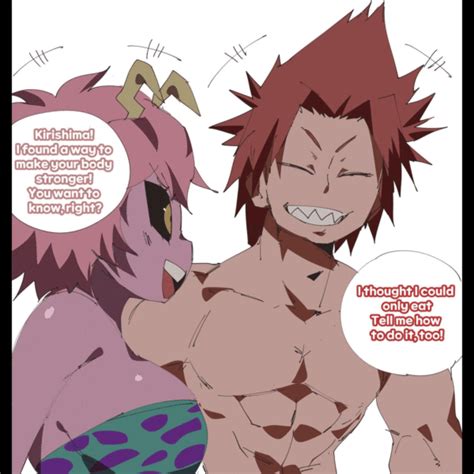 Mina Helping Kirishima With His Hardening Quirk Coffing Dutheg123