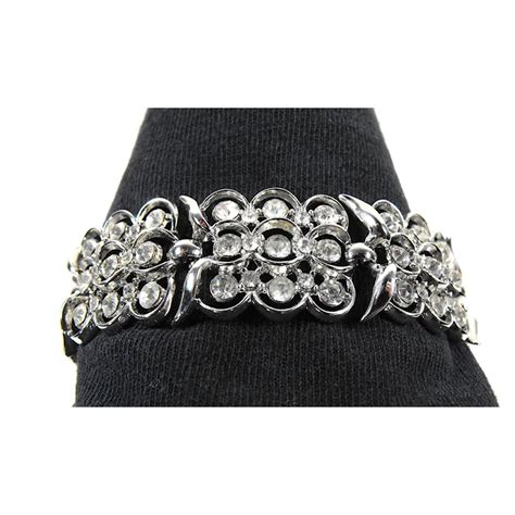 MId Century Vintage Crown Trifari Marked Rhinestone Silver Tone Ruby Lane