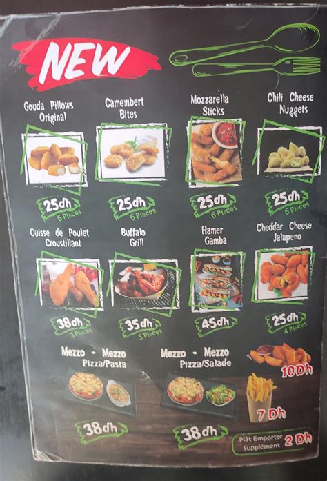 Menu At Snack Tempo Restaurant Rabat