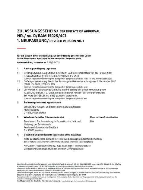 Ausfüllbar Online The Motor Vehicles Type Approval for Goods Fax