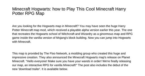 Minecraft Hogwarts How To Play This Cool Minecraft Harry Potter Rpg
