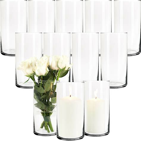 12x Zylinder Glas Vasen Windlicht 20cm Groß Kerzenglas Glaszylinder