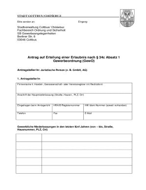 Ausfüllbar Online Antrag auf Erteilung einer Erlaubnis nach 34c Absatz
