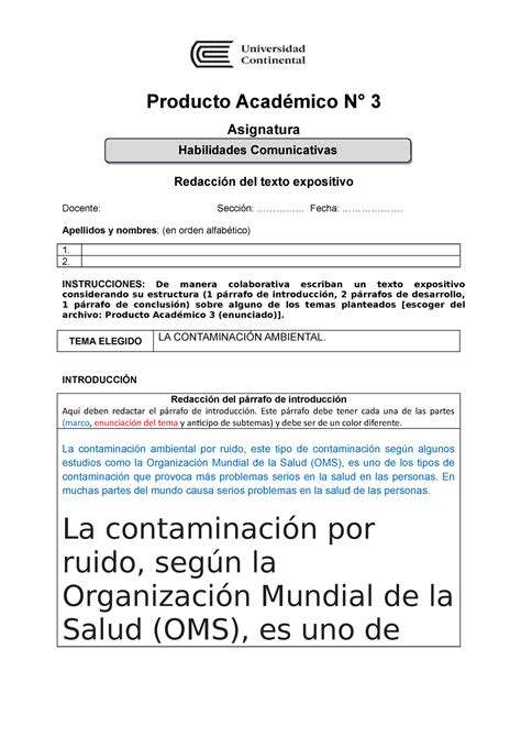 Priducto Academico 3 HABILIDADES COMUNICATIVAS Producto Académico N