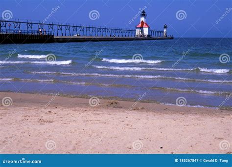 St Joseph Pier Light 62809 Stock Image Image Of Elevated Great