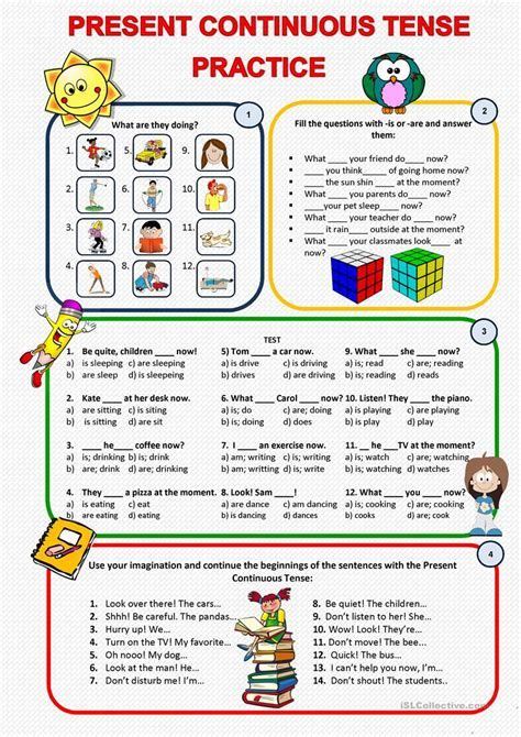 Present Continuous Tense Practice English Esl Worksheets Tenses