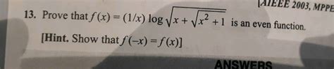 prove that the function f x x e x 1e x 1 is an even function