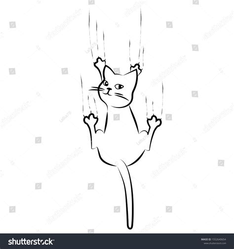 Cartoon Cat Hanging On Wall Curtains Stock Vector Royalty Free