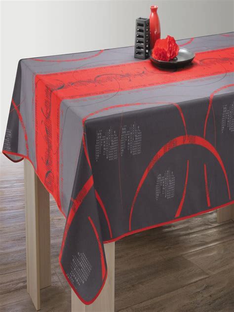 Nappe Anti taches Astrid Rouge Carrée 150 x 150 cm Gris Rouge