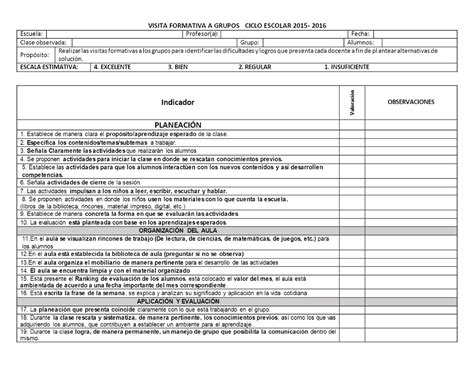 Formato De Visita De Acompa Amiento Intervenci N Docente Studocu