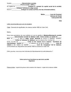Exemple Gratuit De Lettre Demande Signification Par Huissier Une