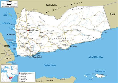 Large Size Road Map Of Yemen Worldometer