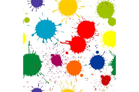 Color Paint Splatter Seamless Pattern I Graphic By Microvectorone