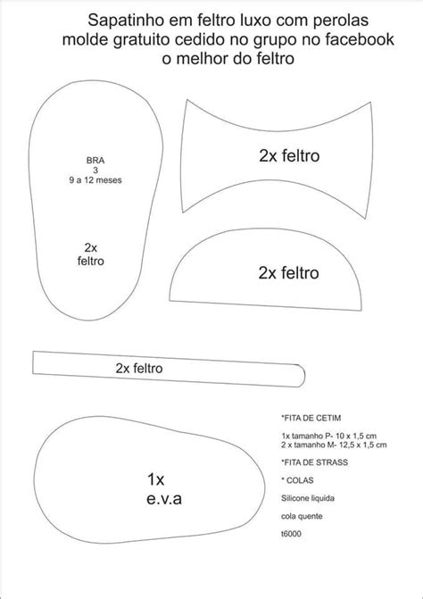 Molde de Sandalinha de Bebê Para Download FeltroFácil