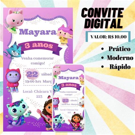 Convite Digital Casa Mágica da Gabi Elo7 Produtos Especiais