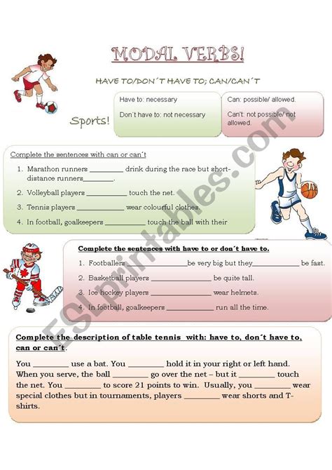 English Worksheets Modal Verbs