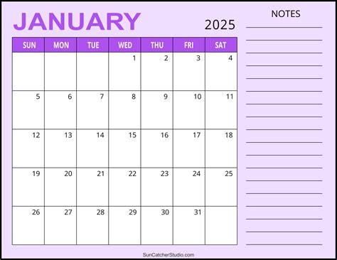 January Calendar 2025 List Format Abbie Annette