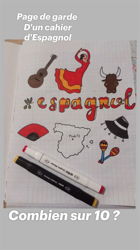 Page De Garde D Un Cahier D Espagnol Combien Sur 10